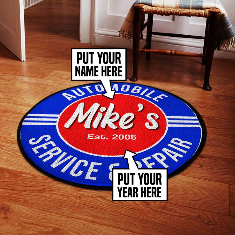personalized Automotive Repair Shop round mat 05317 - Rustypod Store