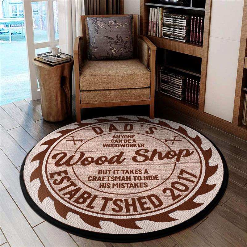 personalized woodshop round mat 05403 - Rustypod Store