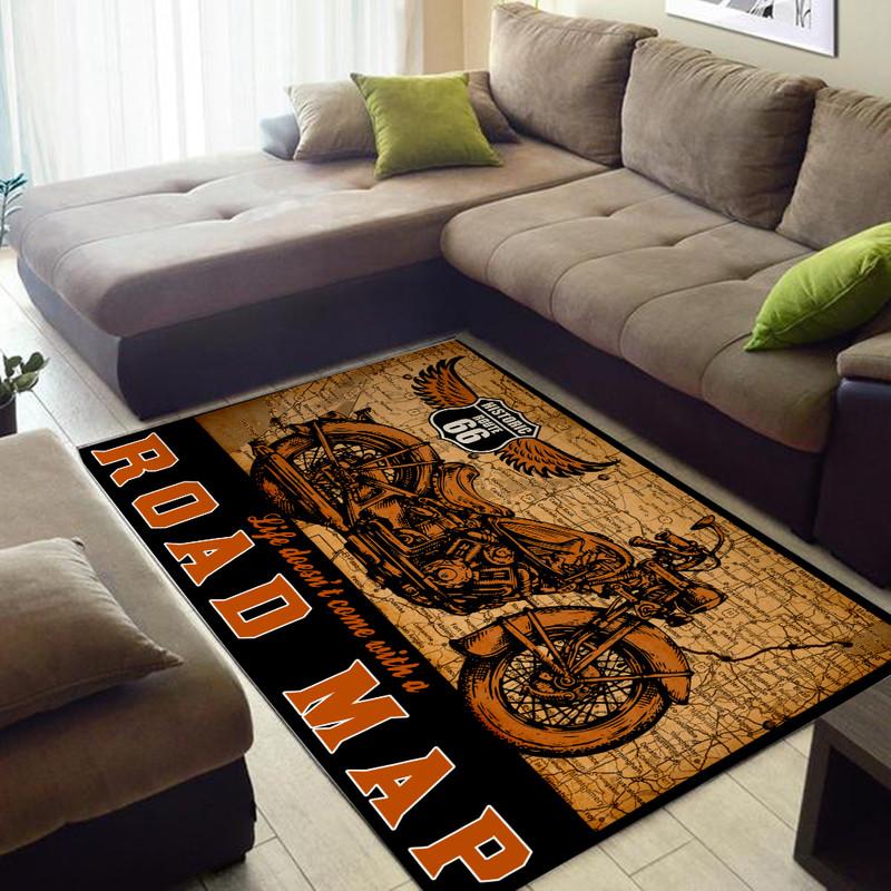 Road Map Route 66 Motorcycle rug 05420 - Rustypod Store