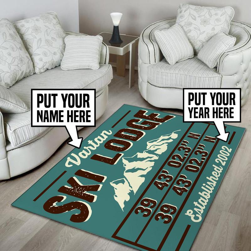 personalized ski lodge farmhouse rug 05512 - Rustypod Store