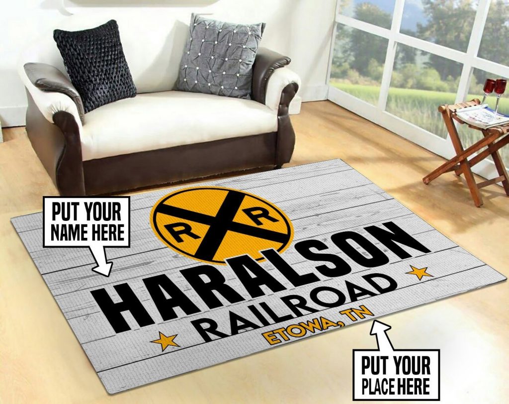 Personalized railroad rug 05804 - Rustypod Store