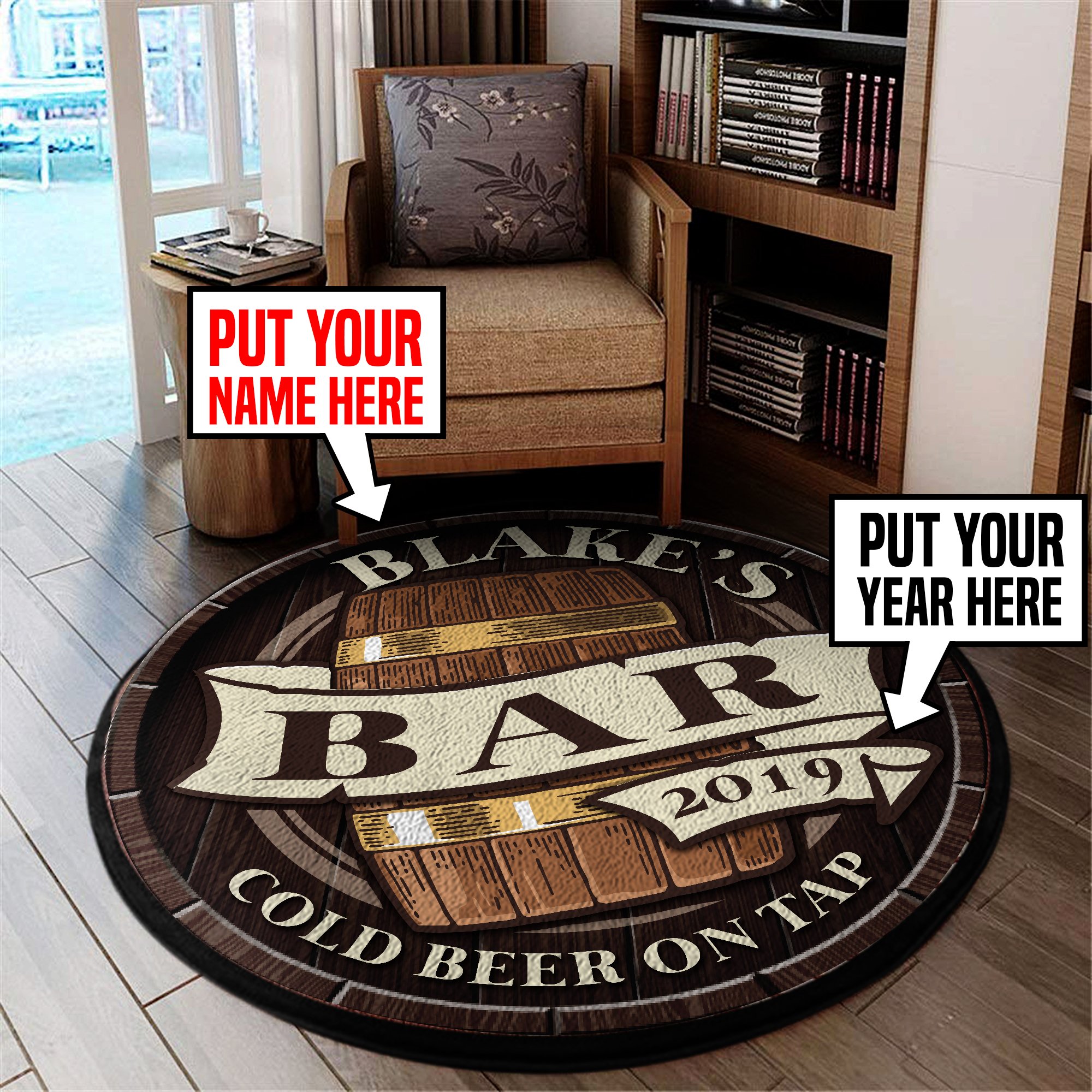 personalized beer round mat 05811 - Rustypod Store