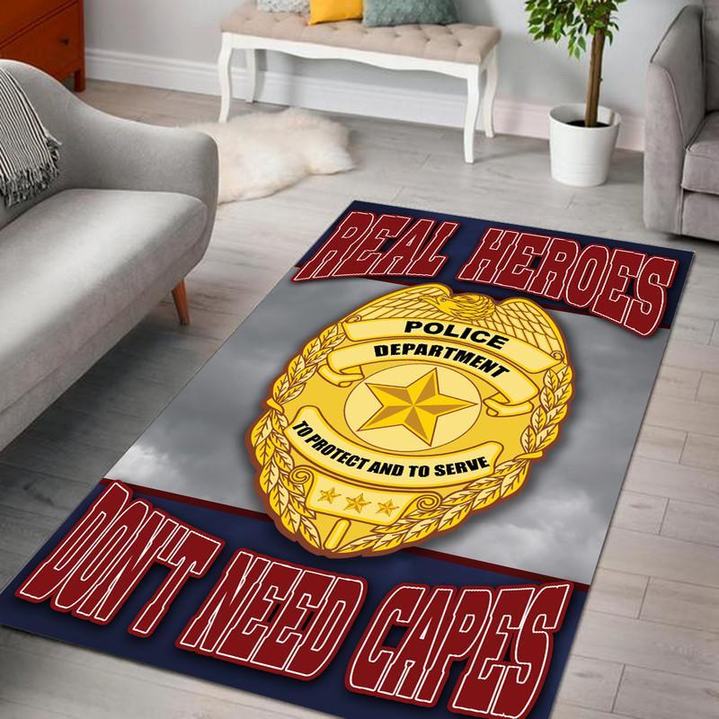 police department real heroes don't need capes rug 06011 - Rustypod Store