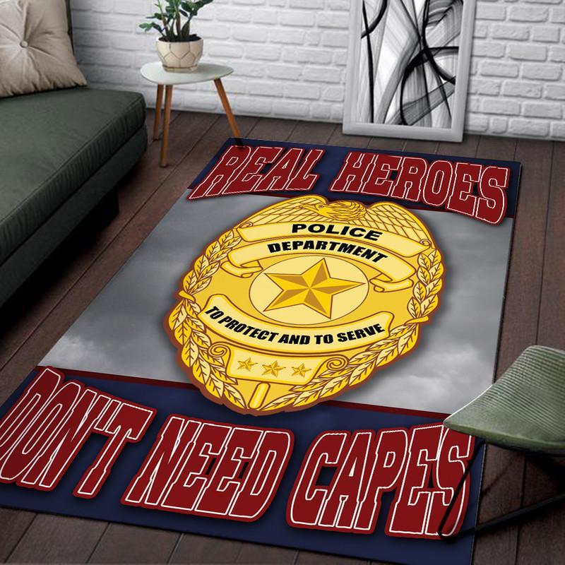 police department real heroes don't need capes rug 06011 - Rustypod Store