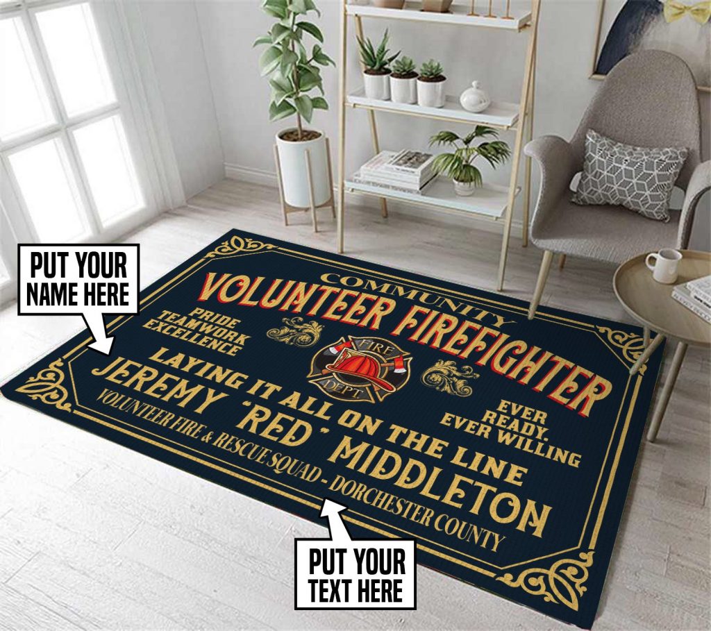 personalized volunteer firefighter rug 06131 - Rustypod Store