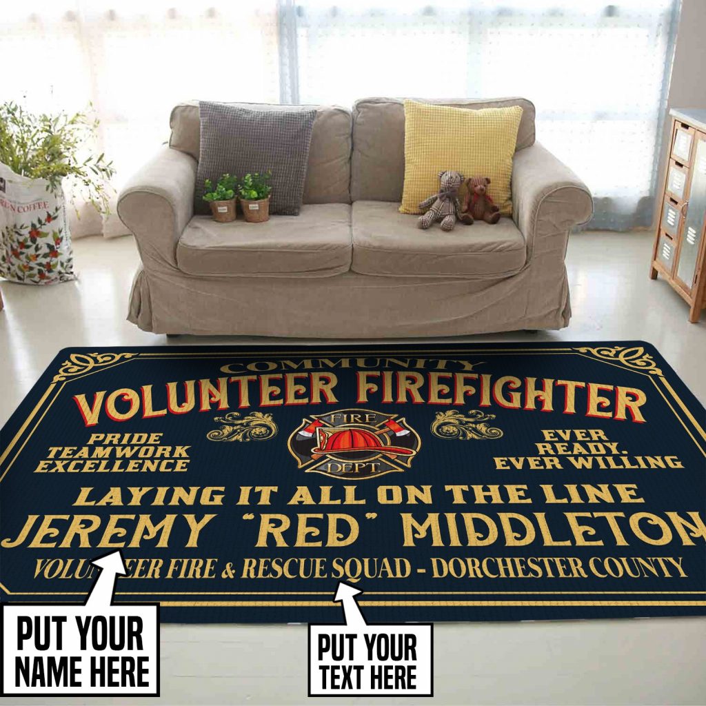 personalized volunteer firefighter rug 06131 - Rustypod Store