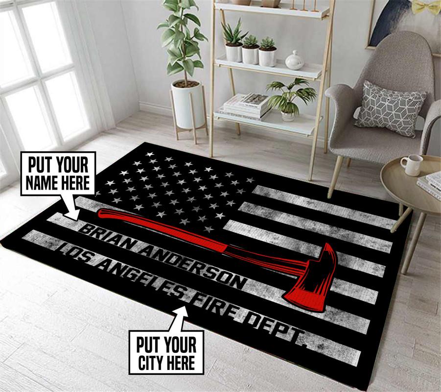 personalized firefighter rug 06133 - Rustypod Store