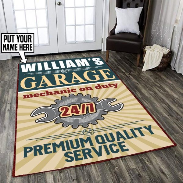 personalized mechanic on duty rug 06223 - Rustypod Store