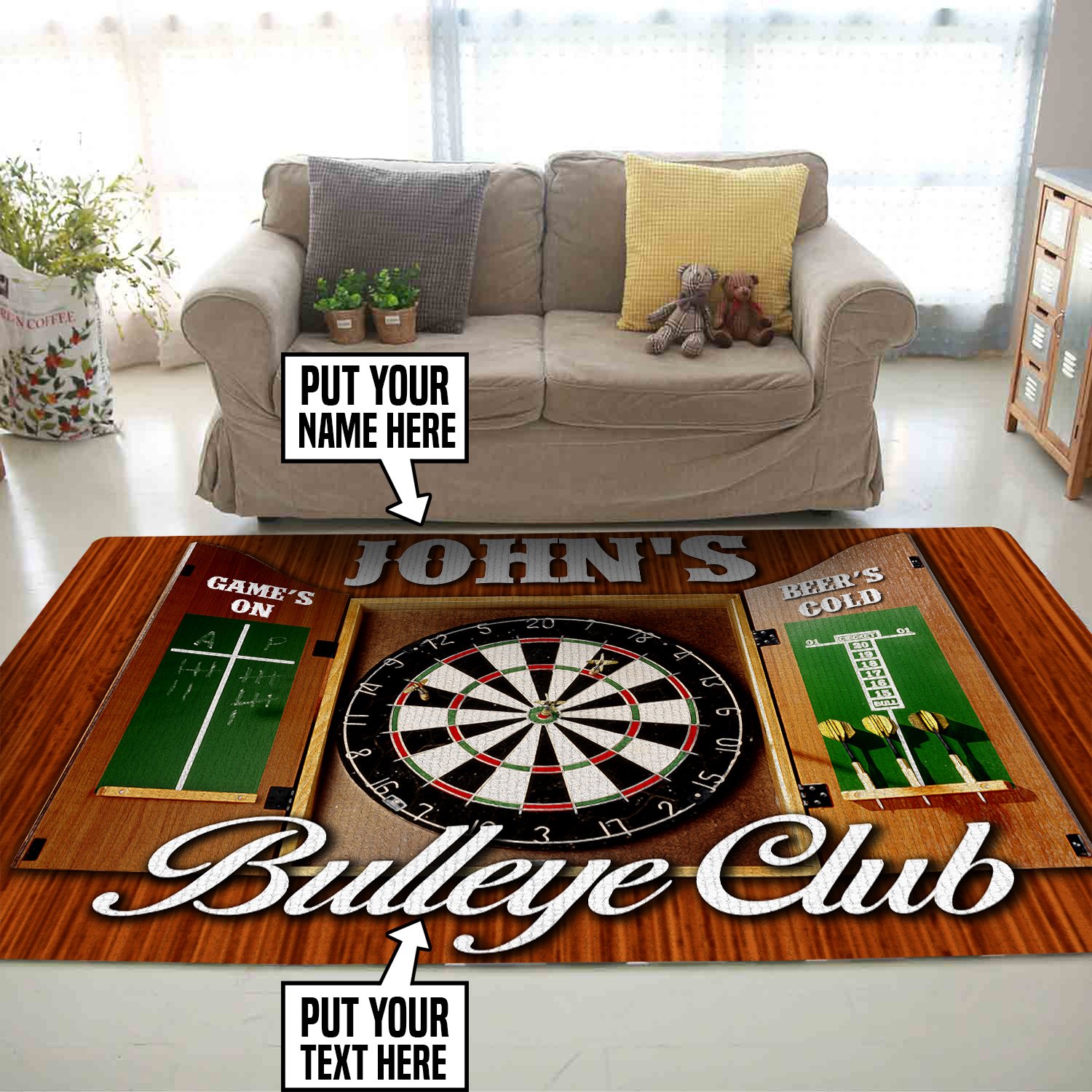 personalized darts room rug 06234 - Rustypod Store