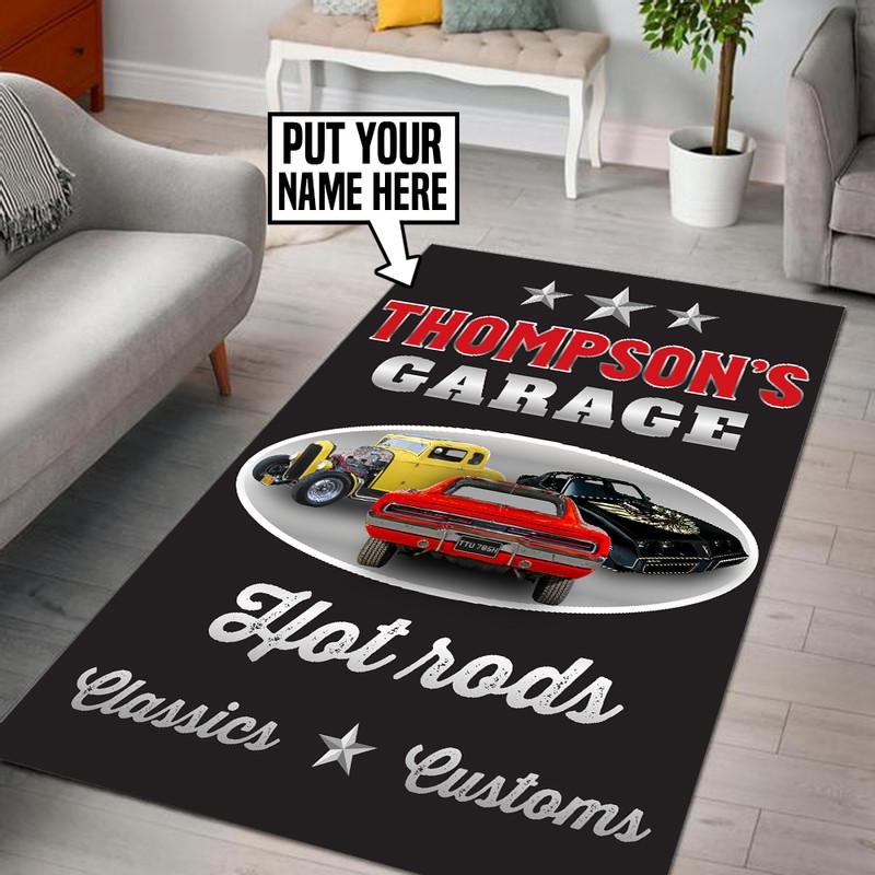 personalized hotrod car muscle car rug 06261 - Rustypod Store