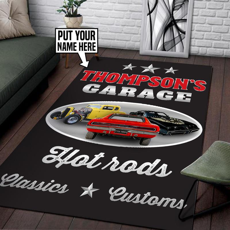 personalized hotrod car muscle car rug 06261 - Rustypod Store