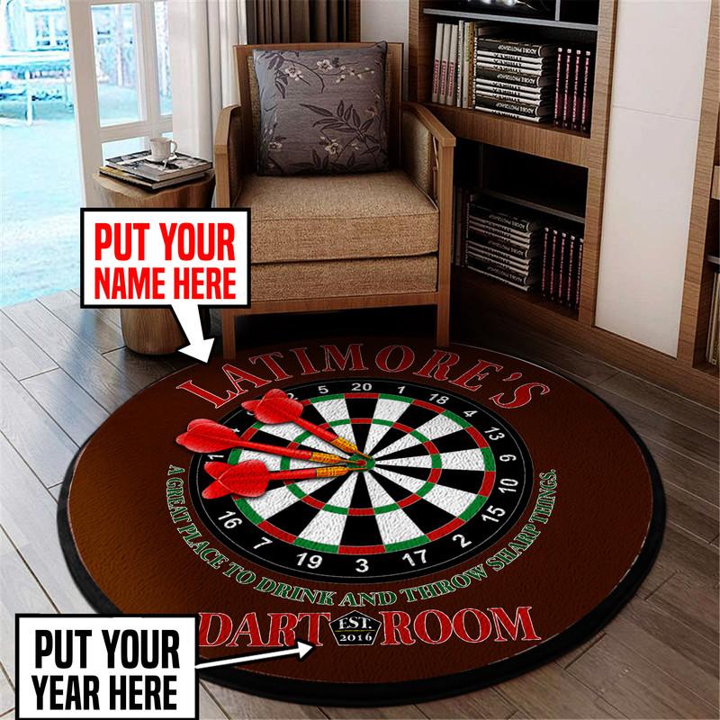 personalized dart room round mat 06356 - Rustypod Store