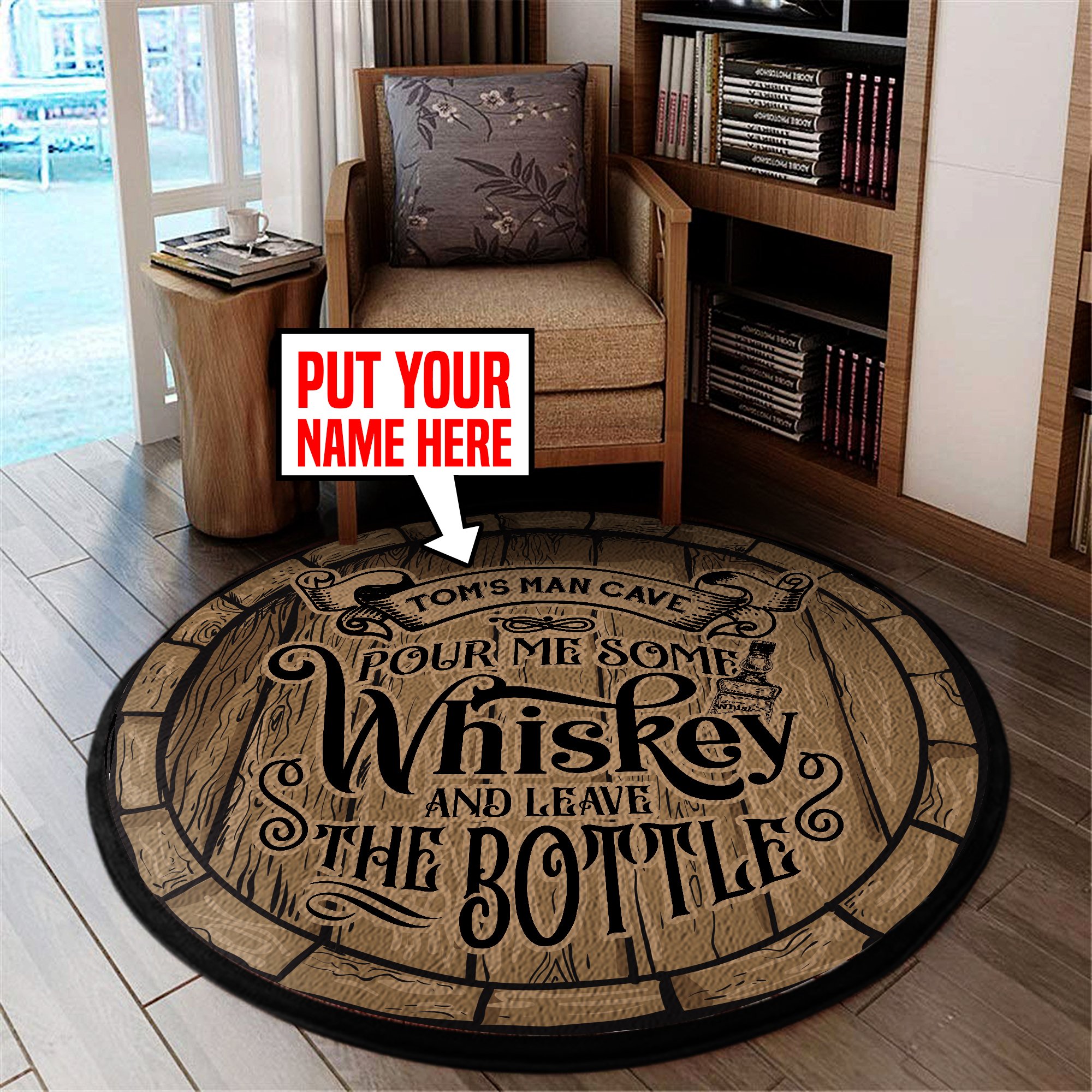 personalized man cave round mat 06412 - Rustypod Store