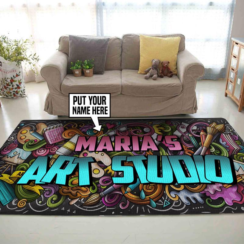 personalized art studio rug 06449 - Rustypod Store