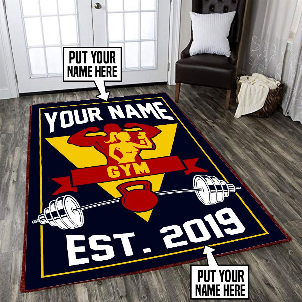 personalized gym no pain no gain rug 06644 - Rustypod Store
