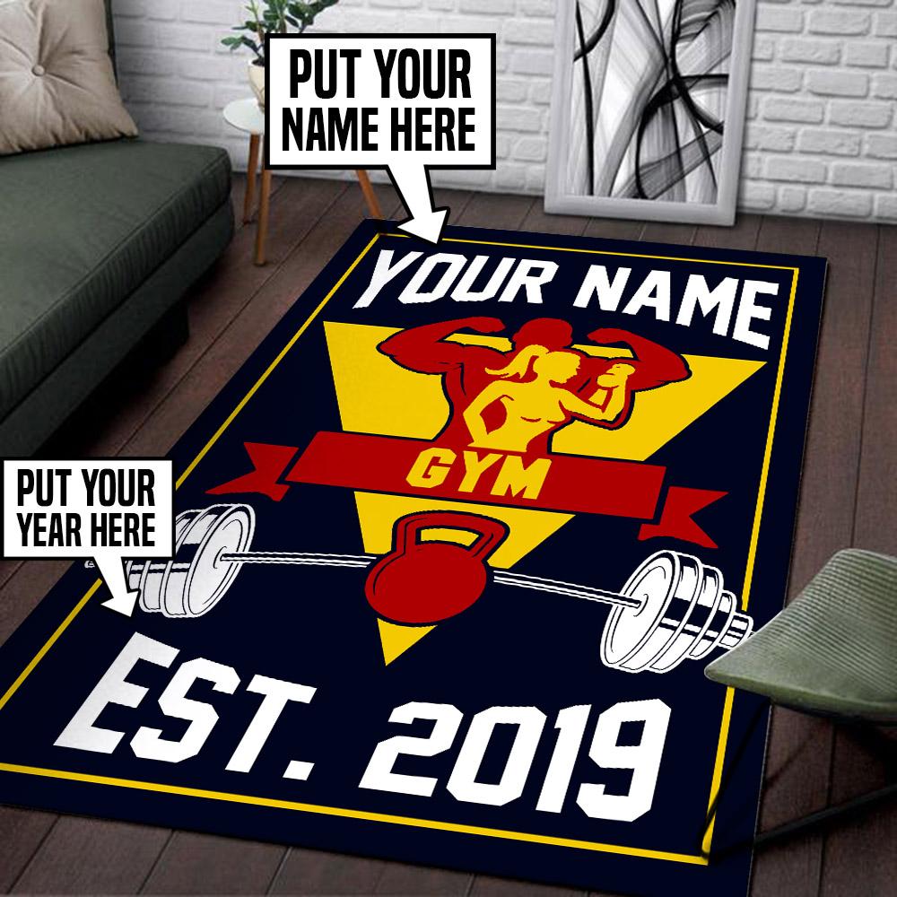 personalized gym no pain no gain rug 06644 - Rustypod Store