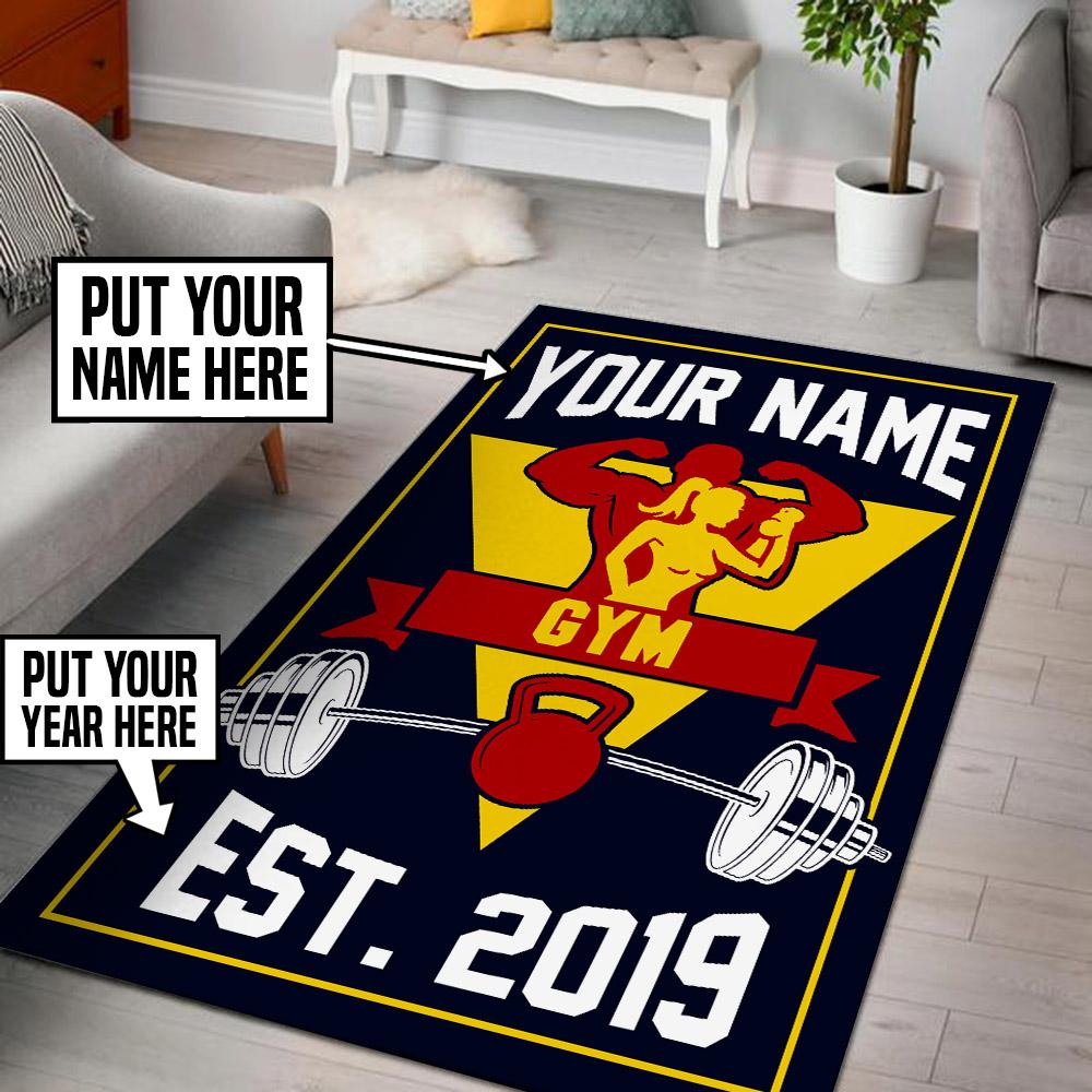 personalized gym no pain no gain rug 06644 - Rustypod Store