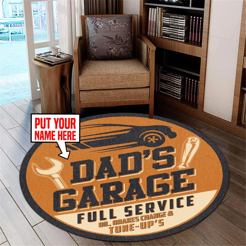 personalized garage round mat 06704 - Rustypod Store