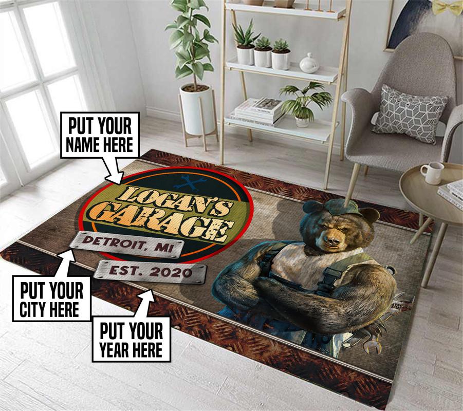 personalized garage rug 06743 - Rustypod Store