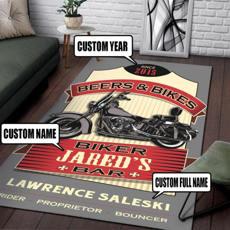 personalized biker bar rug 06857 - Rustypod Store