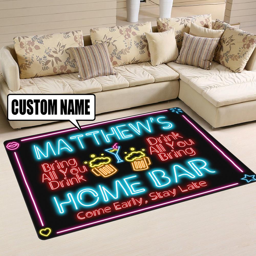 personalized Neon Home Bar rug 06885 - Rustypod Store
