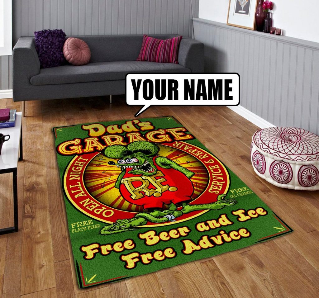 Personalized garage rat fink rug 06964 - Rustypod Store