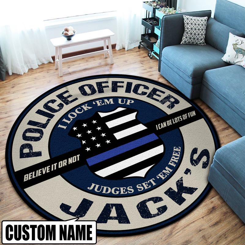personalized police officer round mat 07004 - Rustypod Store