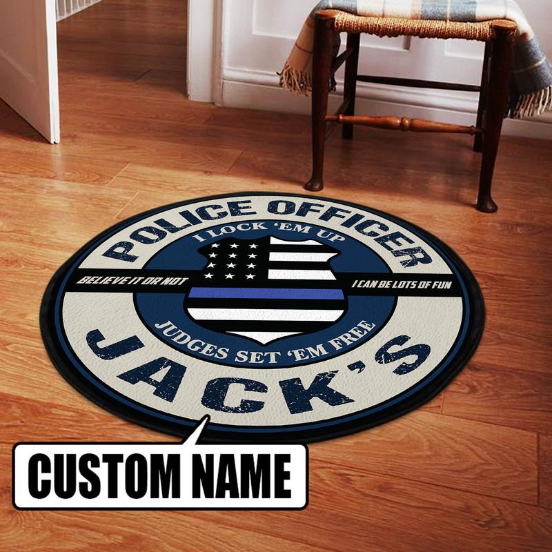personalized police officer round mat 07004 - Rustypod Store