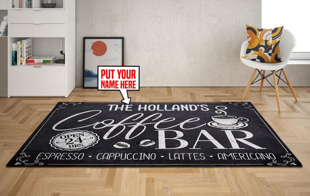 personalized coffee bar rug 07076 - Rustypod Store