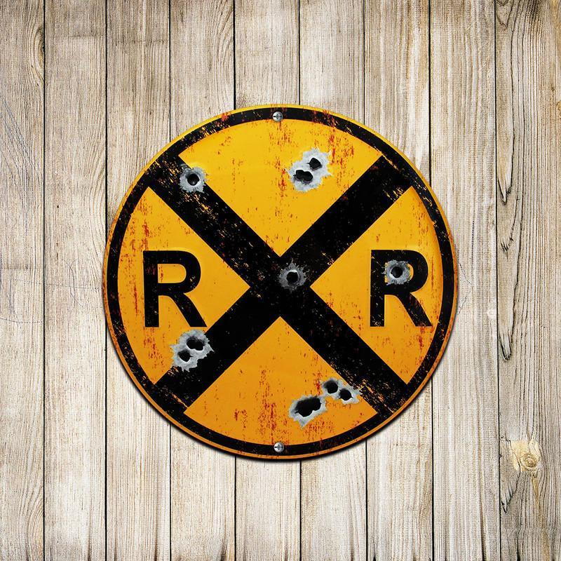 Vintage Railroad Crossing Sign round sign 07303 - Rustypod Store