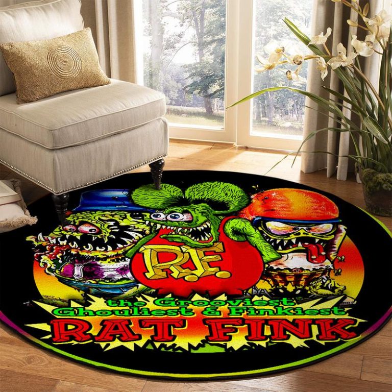 The Groovest ghouliest FinKiest rat fink round mat 07481 - Rustypod Store