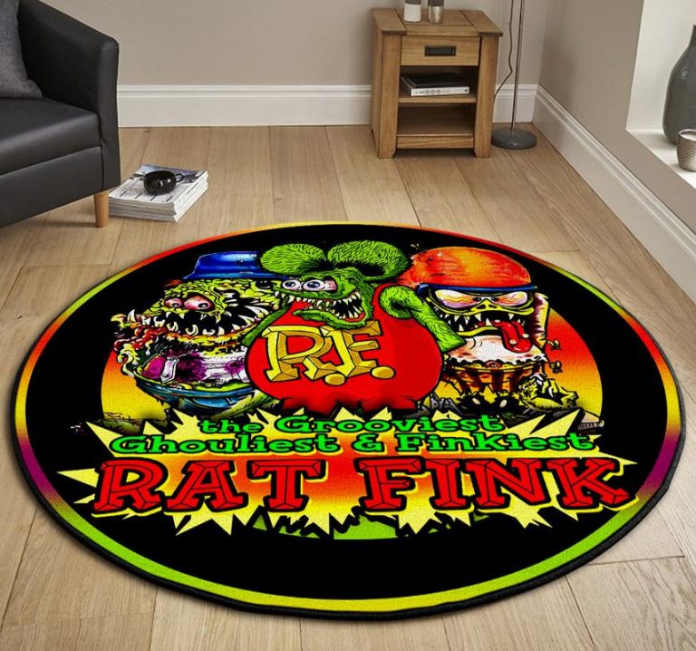 The Groovest ghouliest FinKiest rat fink round mat 07481 - Rustypod Store
