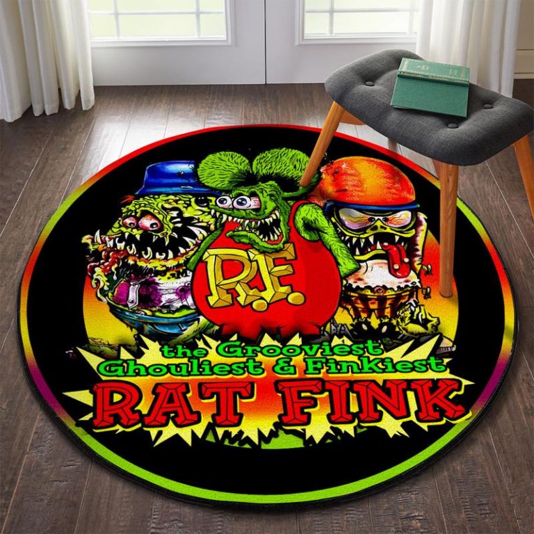 The Groovest ghouliest FinKiest rat fink round mat 07481 - Rustypod Store