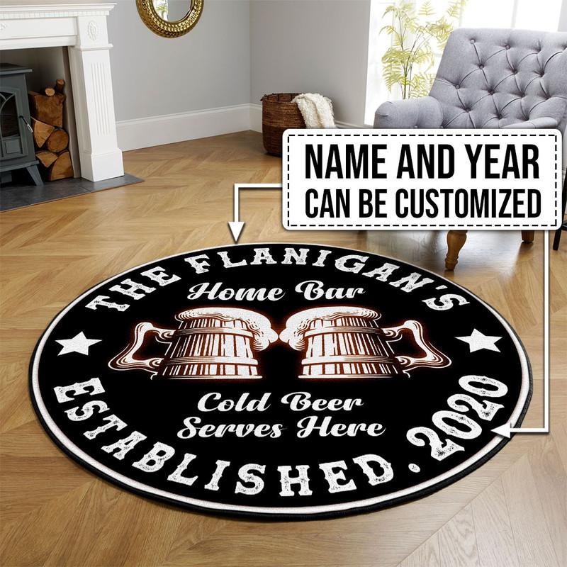 personalized home bar round mat 07721 - Rustypod Store