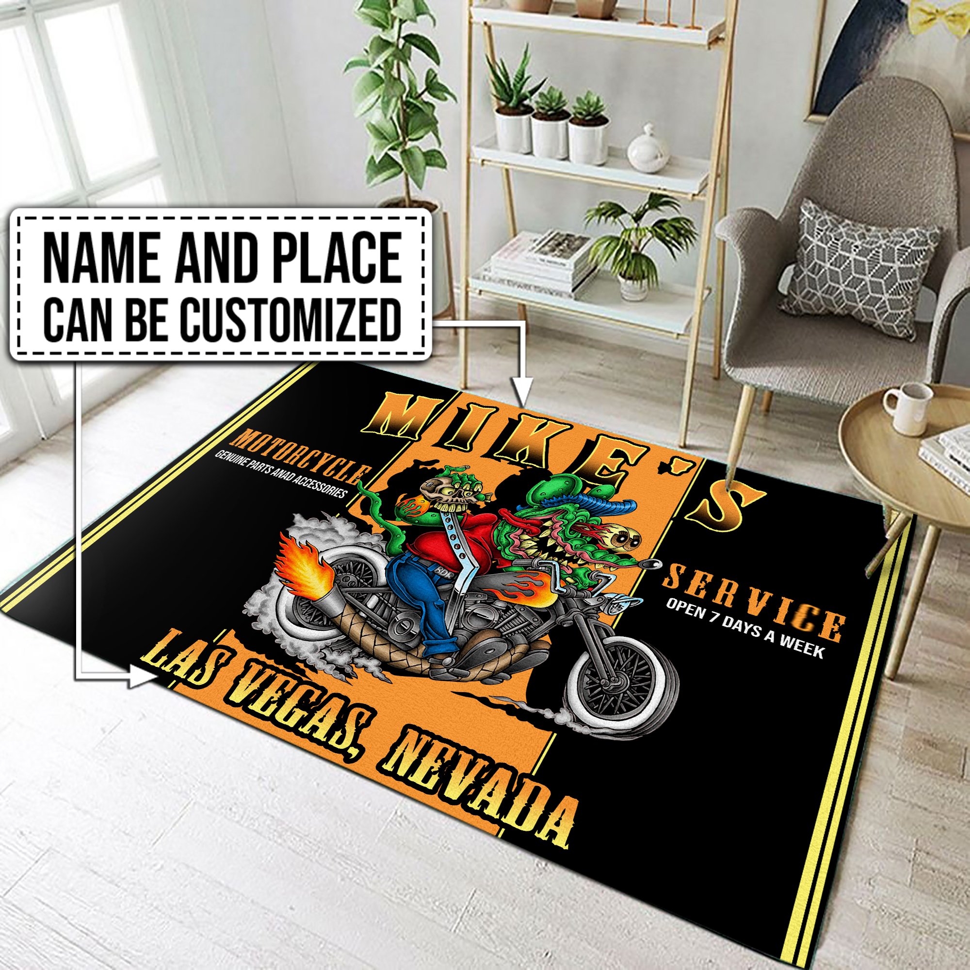 Personalized motorcycle and service rug 07979 - Rustypod Store