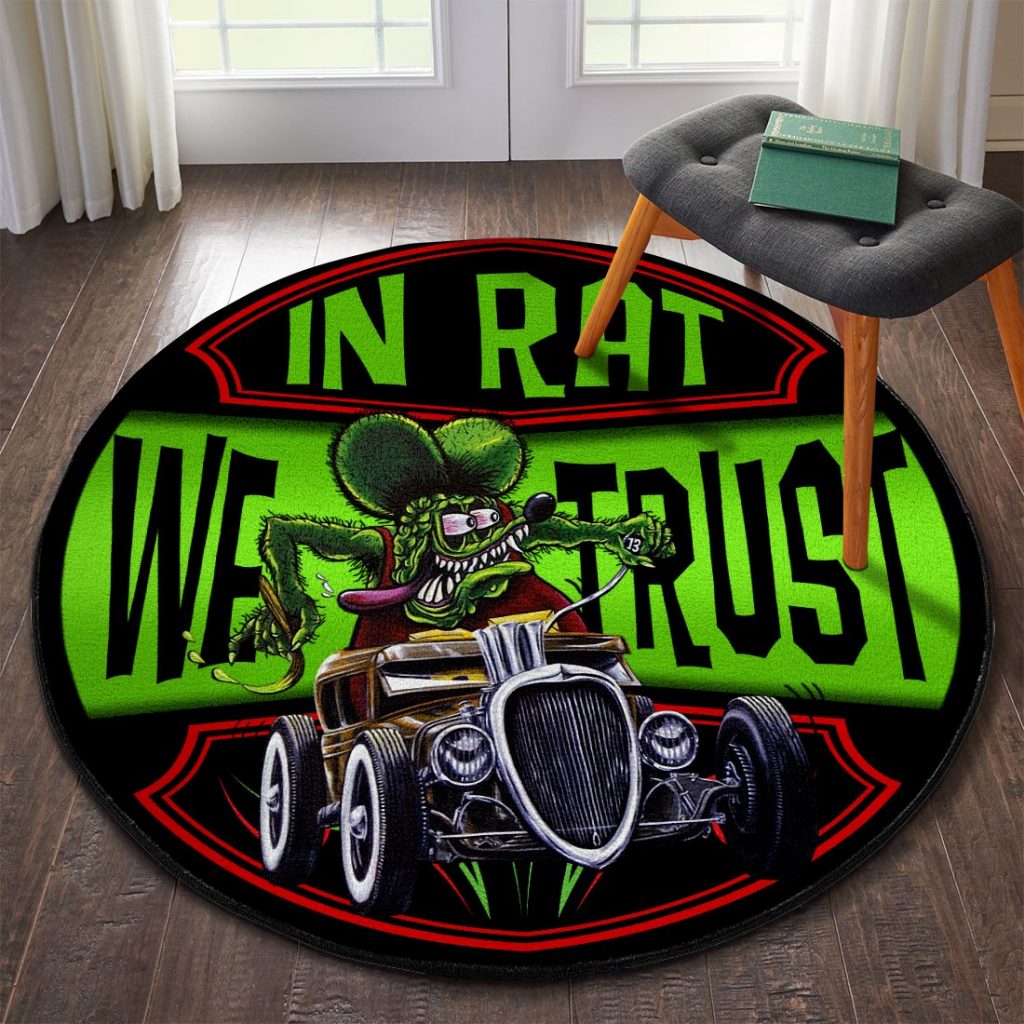 In rat we trust rat fink round mat 08012 - Rustypod Store