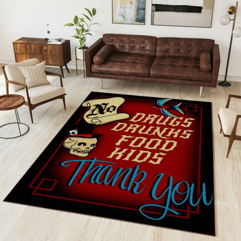 no drugs drunks food kids rug 08050 - Rustypod Store