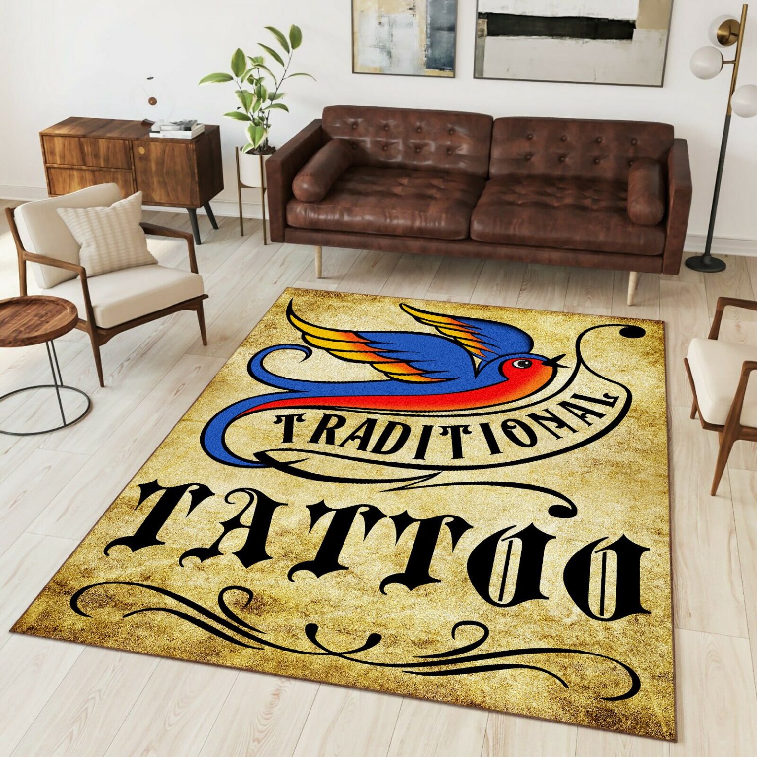 Traditional Tattoos rug 08072 - Rustypod Store