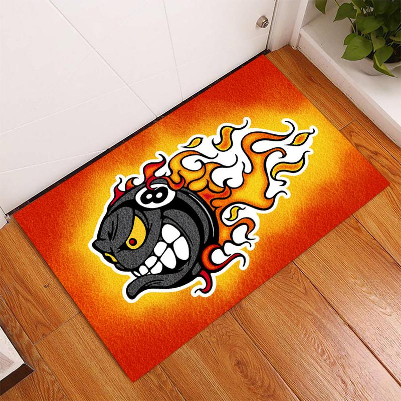 FLAMING 8 BALL hot rod door mat 08394 - Rustypod Store