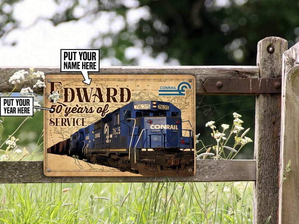 Personalized Conrail Railroader Printed Metal Sign 08601 - Rustypod Store