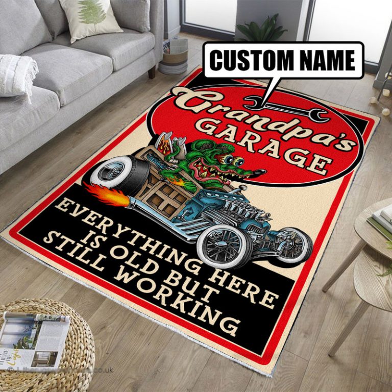 personalized grandpa garage rug 08770 - Rustypod Store