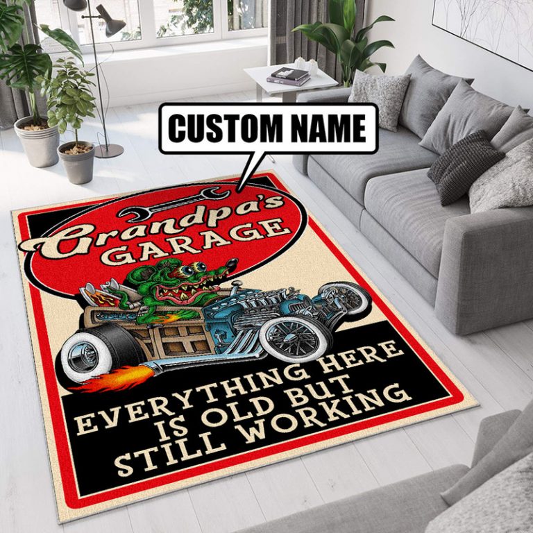 personalized grandpa garage rug 08770 - Rustypod Store