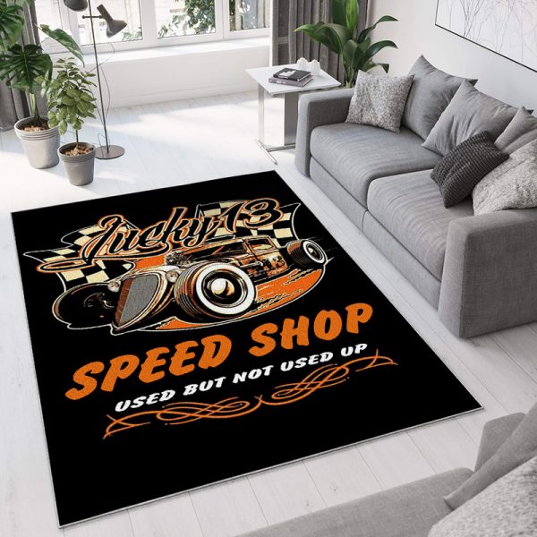 LUCKY 13 SPEED SHOP HOT ROD RAT ROD rug 09297 - Rustypod Store