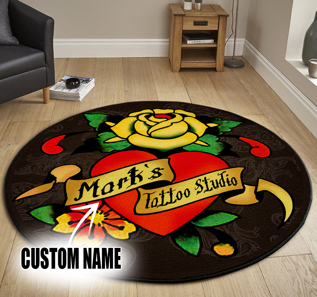 personalized tattoo studio round mat 09212 - Rustypod Store
