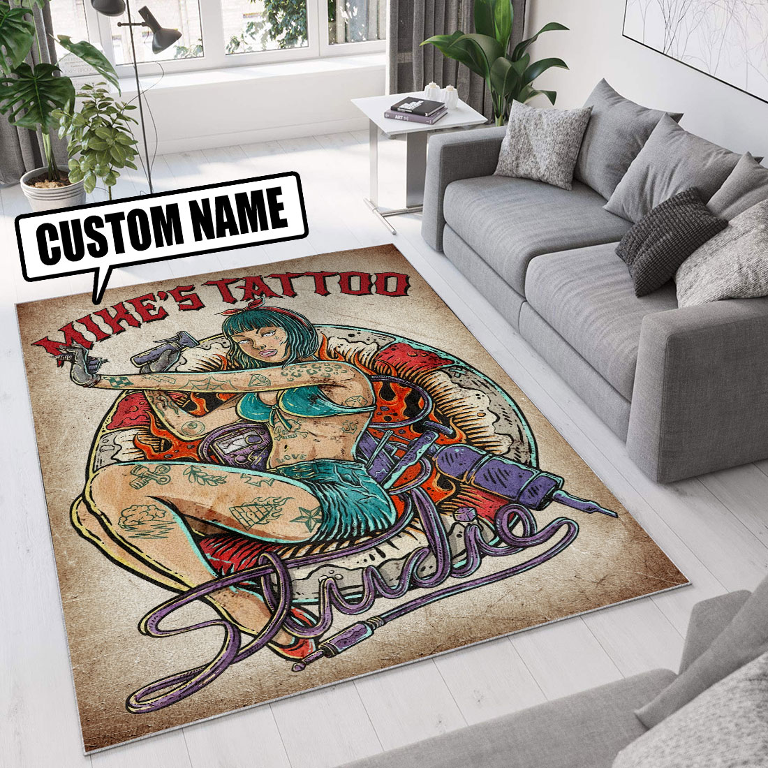 personalized tattoo studio rug 09277 - Rustypod Store