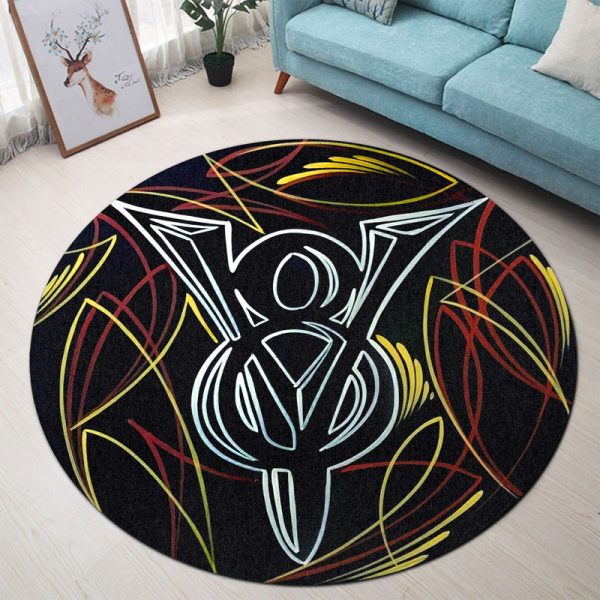 V8 pinstripe | hot rod | vintage round mat 09454 - Rustypod Store