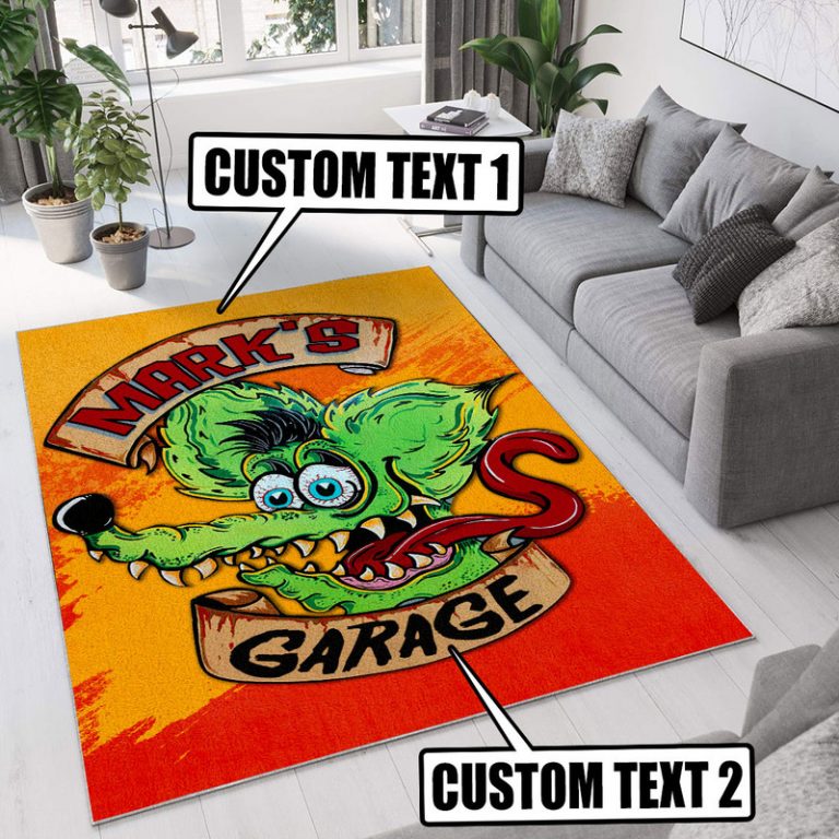 personalized hot rod garage rug 09489 - Rustypod Store
