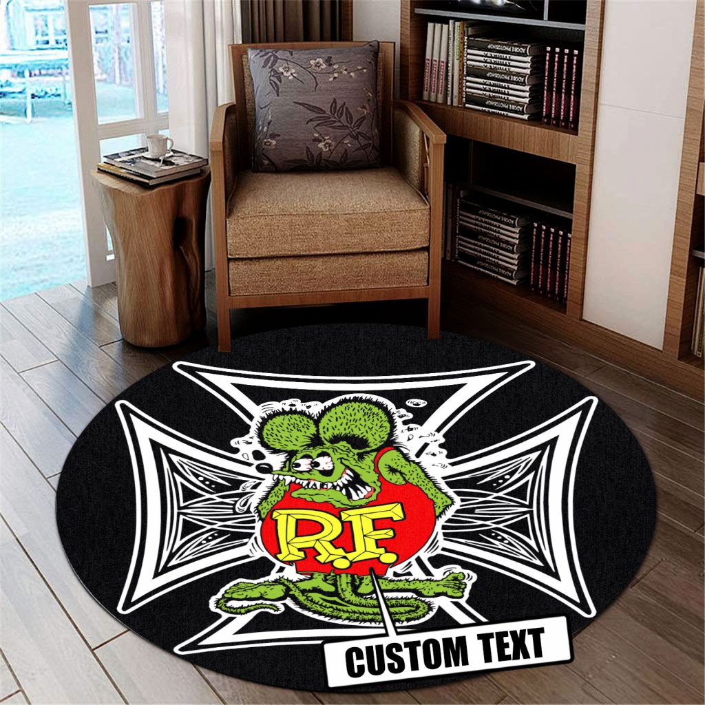 personalized rat rod | hot rod | pinstripe round mat 09536 - Rustypod Store