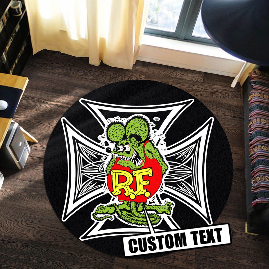 personalized rat rod | hot rod | pinstripe round mat 09536 - Rustypod Store