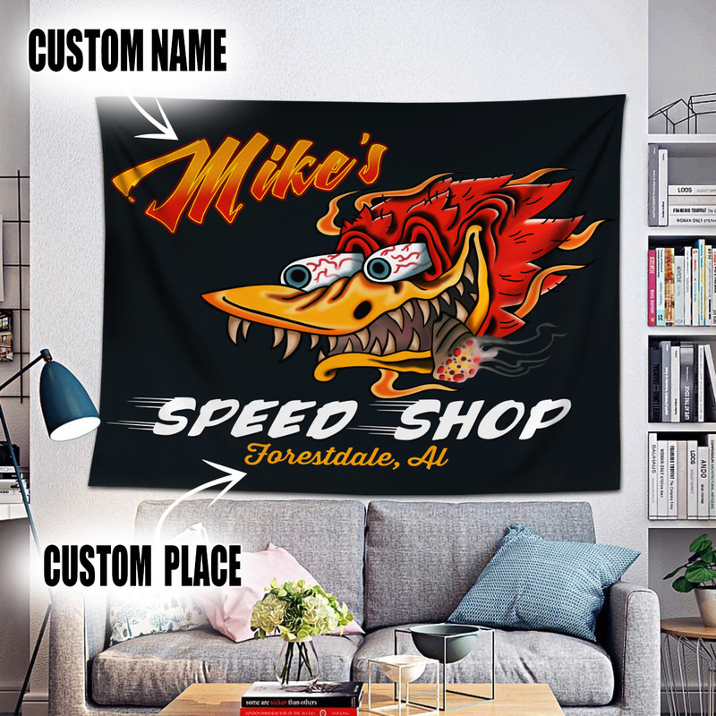 personalized hot rod | woodpecker | vintage tapestry 09548 - Rustypod Store